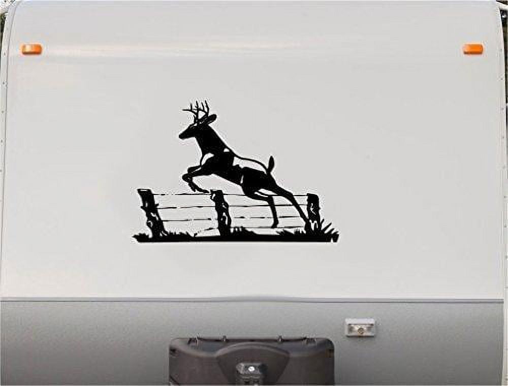 Deer Hunting Jumping Fence RV Camper Vinyl Decal Sticker Scene ...