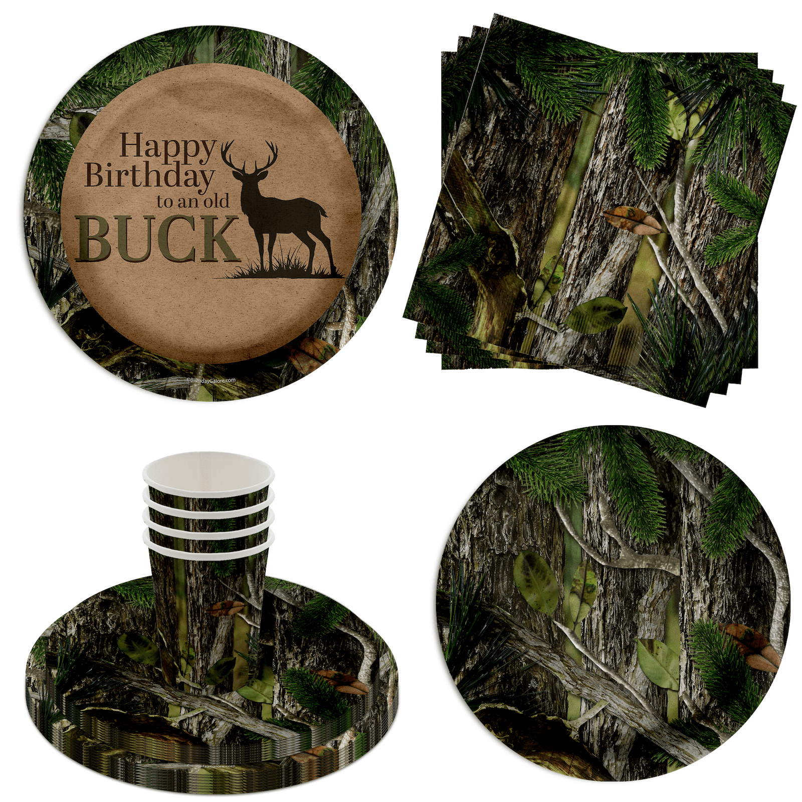 Deer Hunting Old Buck Birthday Party Supplies - 64 Piece Hunter ...