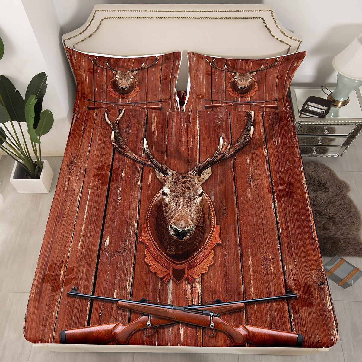Deer Hunting Queen Bed Sheets for Boys,Hunter Bedding Set Western ...