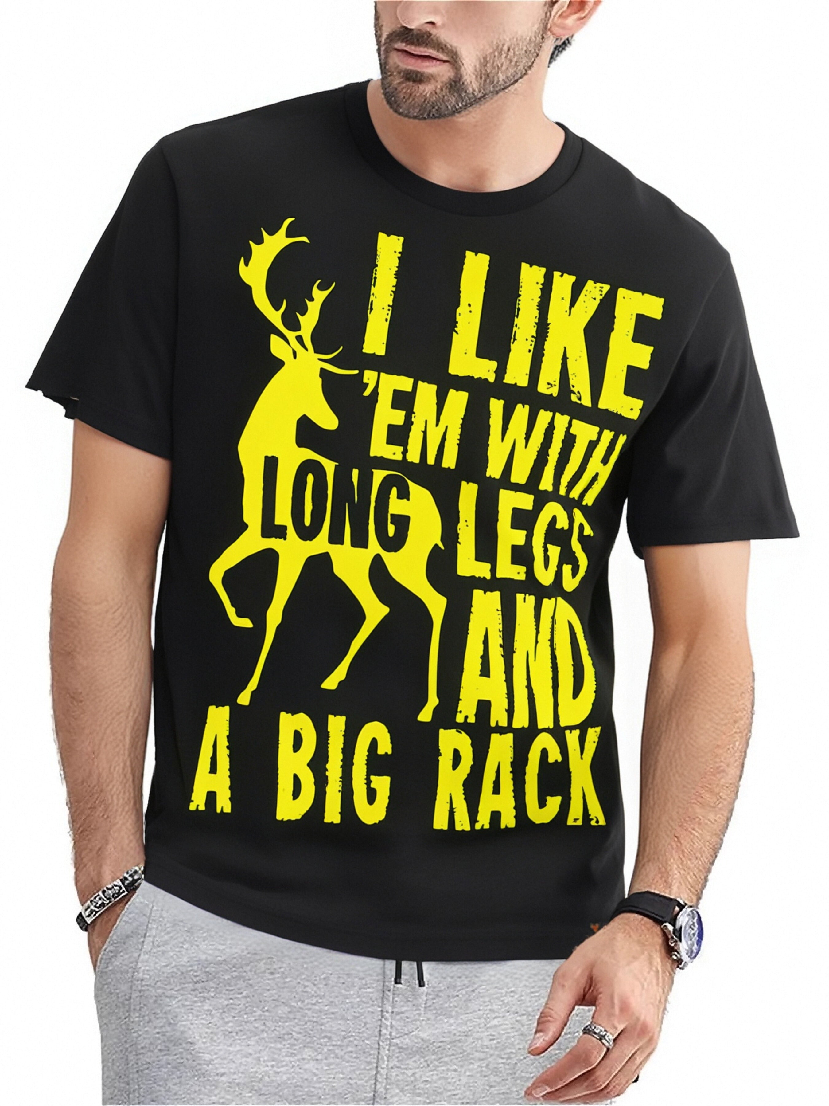 Deer Hunting Quotations T-shirt 1413 Men's Short Sleeve Fun Pattern T-shirt Series Black Ar Tee ...