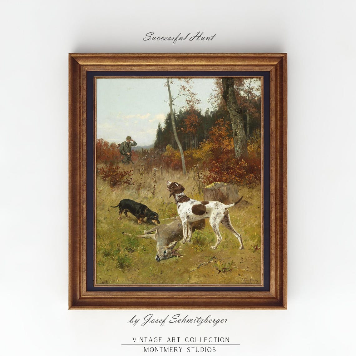 Deer Hunting Scene Wall Art Poster, German Shorthaired Pointer Print ...