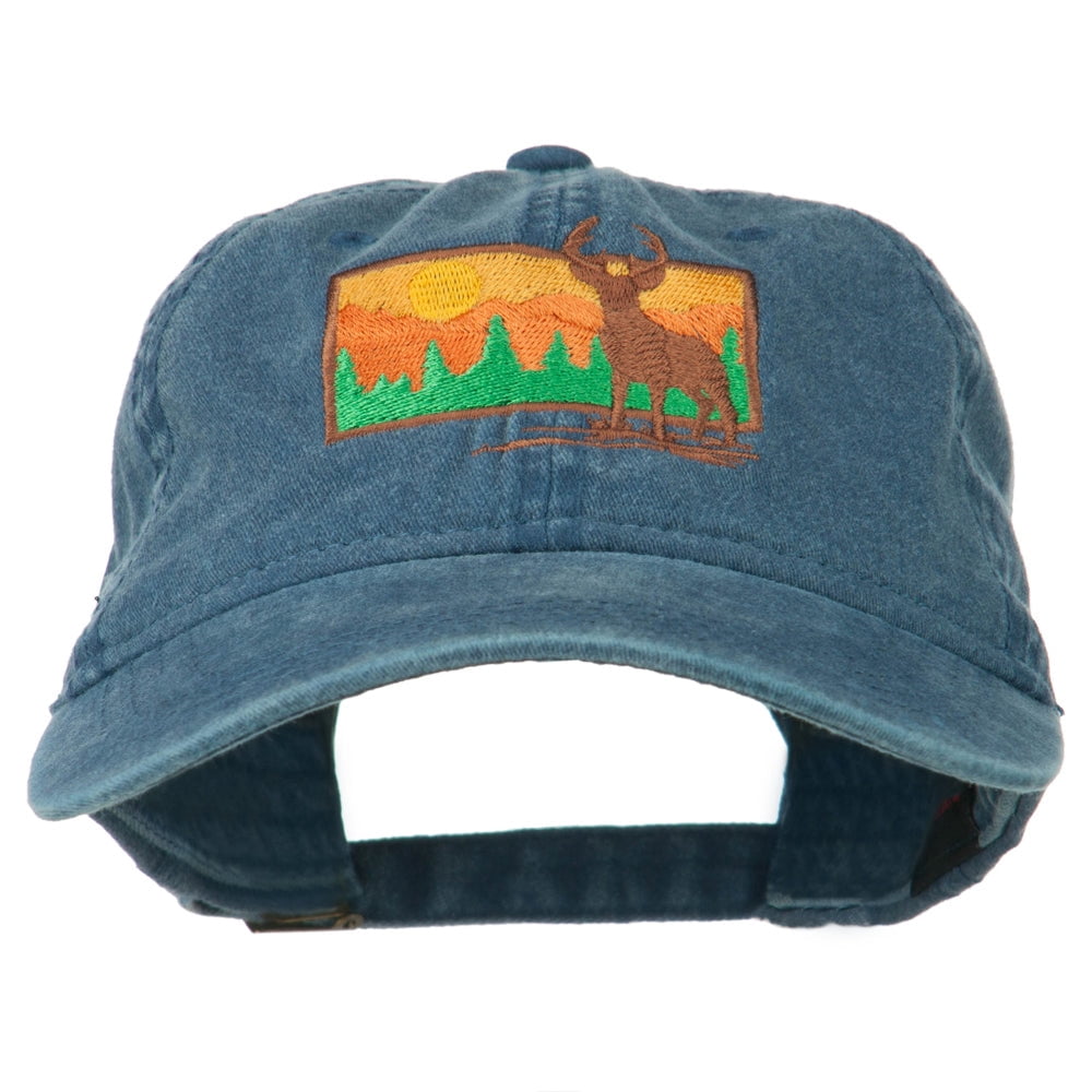 Deer Hunting Silhouette Embroidered Washed Cotton Cap - Navy OSFM ...