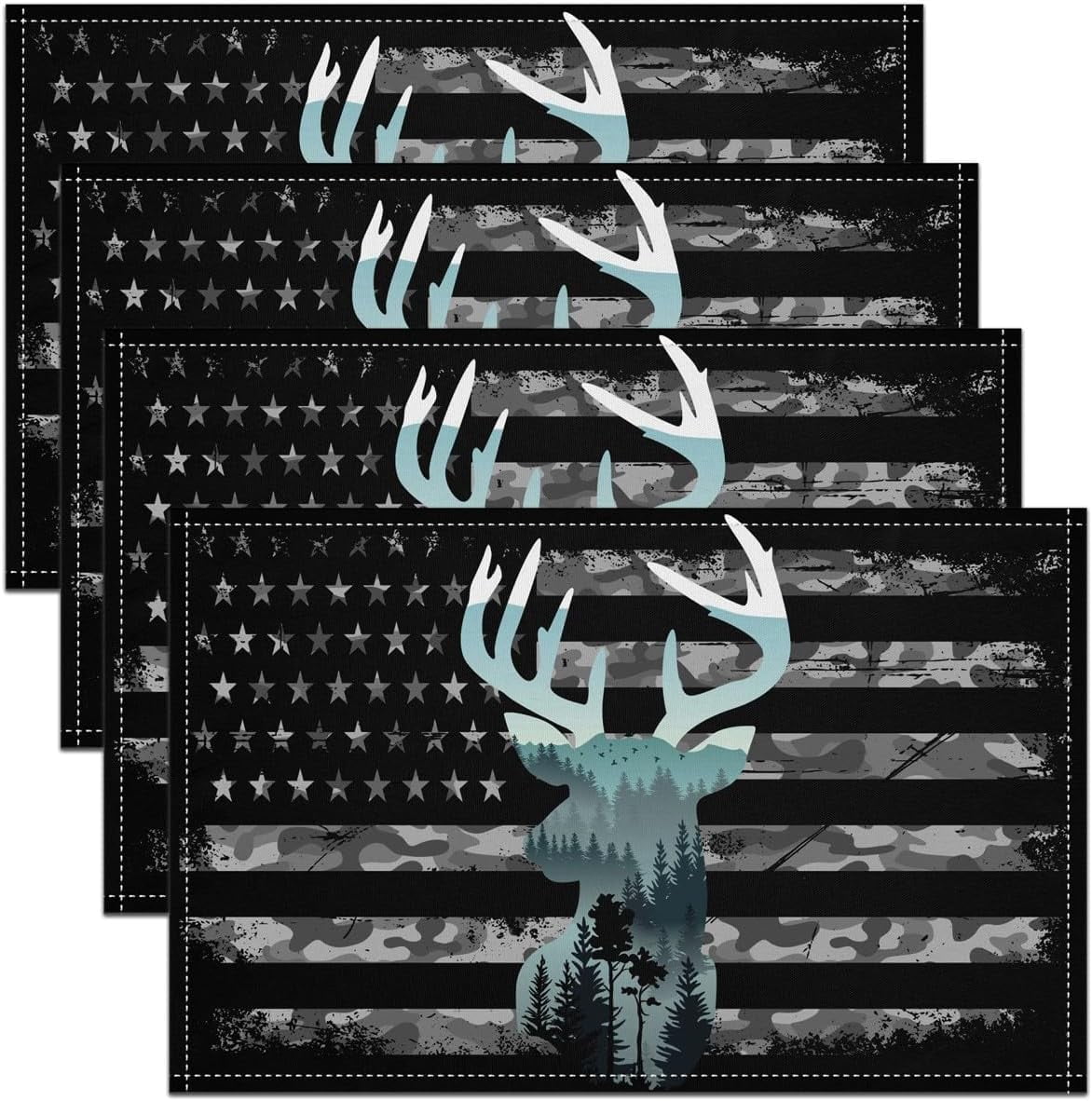 Deer Hunting Table Place Mats 18"x12" Camo Deer Hunting Placemats Set ...