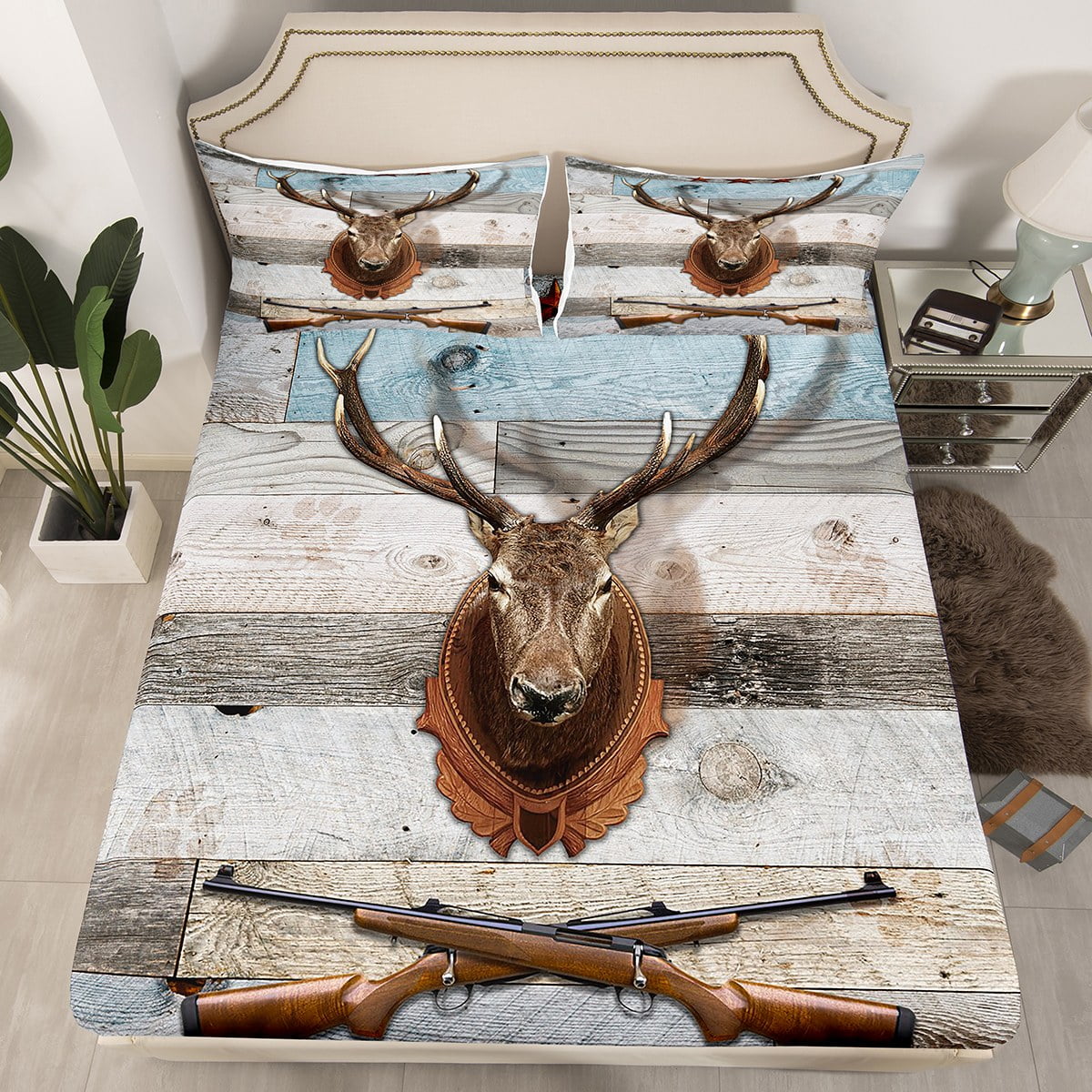 Deer Hunting Twin Bed Sheets for Boys,Hunter Bedding Set Western Fitted ...