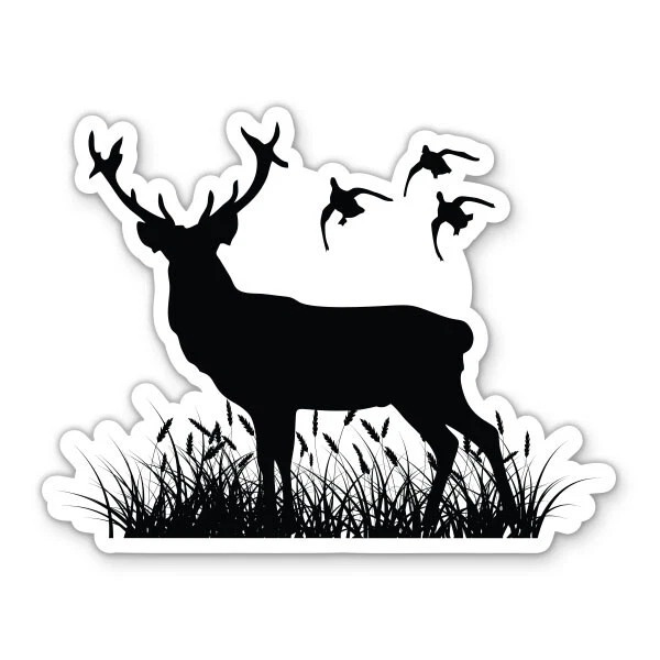 Deer In Grass Ducks Hunting Sticker Phone Decal Water Bottle Stickers ...