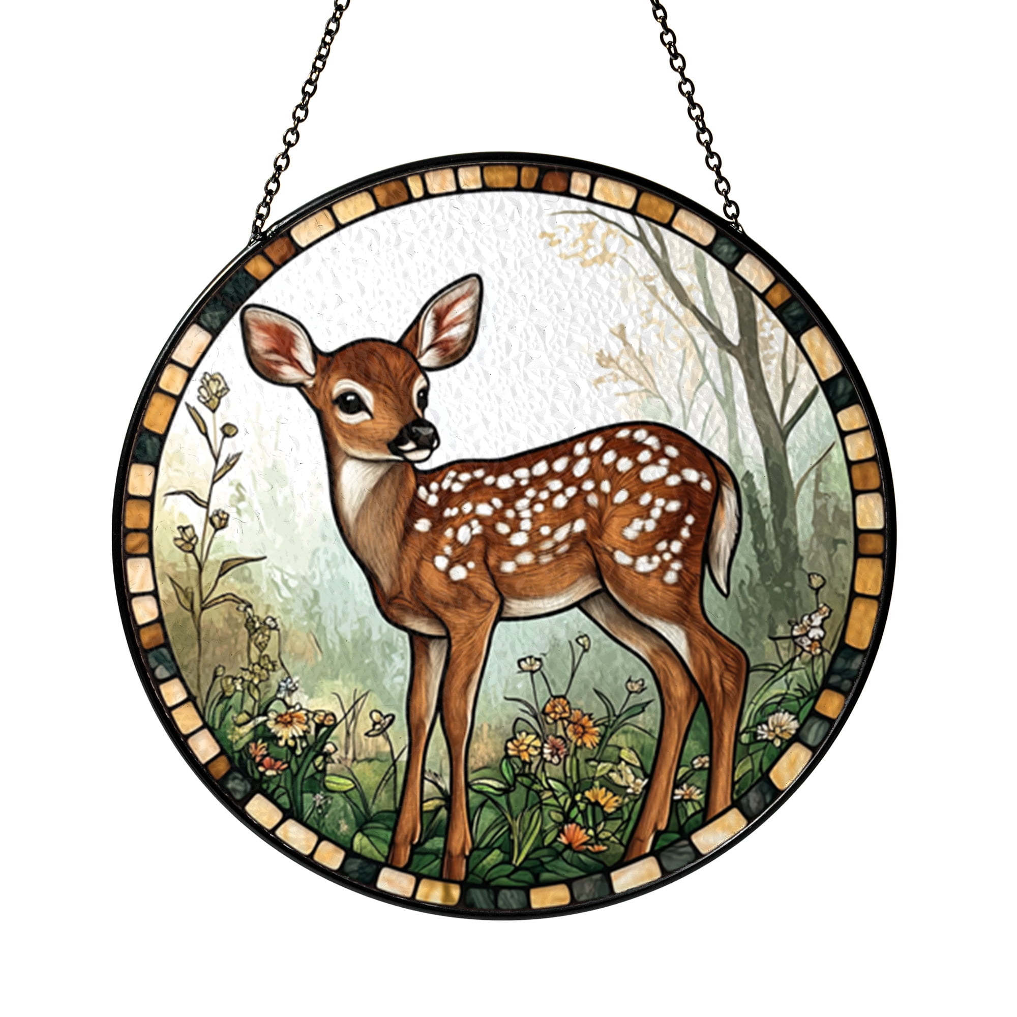 Deer Inspired Glass Window Ornament, Decorative Light Catching Hanging ...