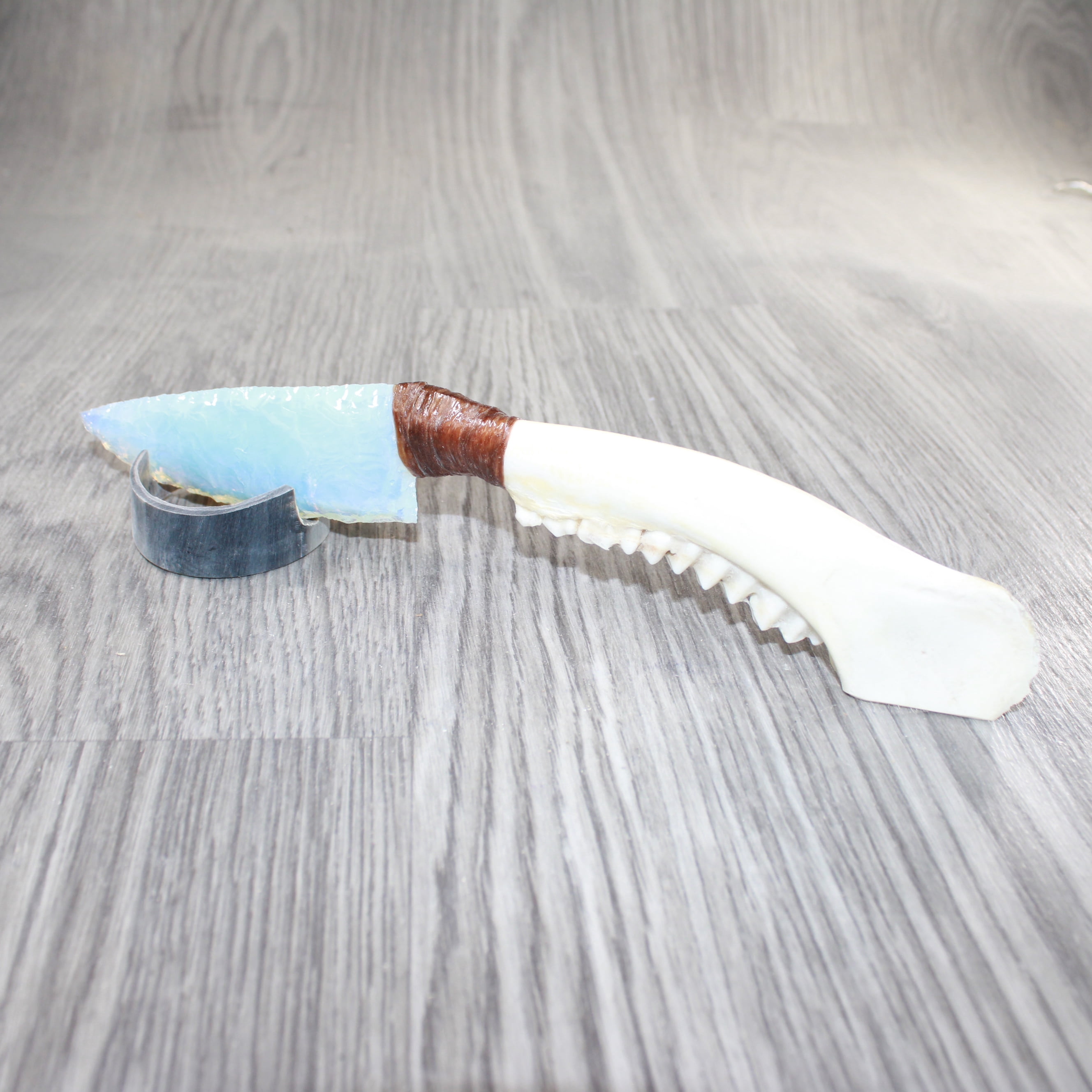 Deer Jaw Handle Opalite Blade Ornamental Knife #1662 Mountain Man Knife ...