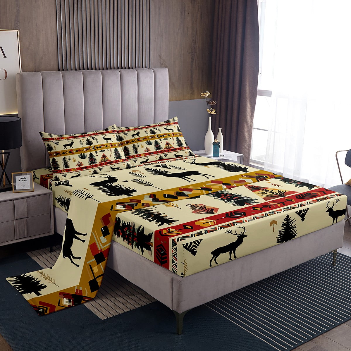 Deer King Sheets Deer Hunting Theme Bed Sheets Western Woodland ...
