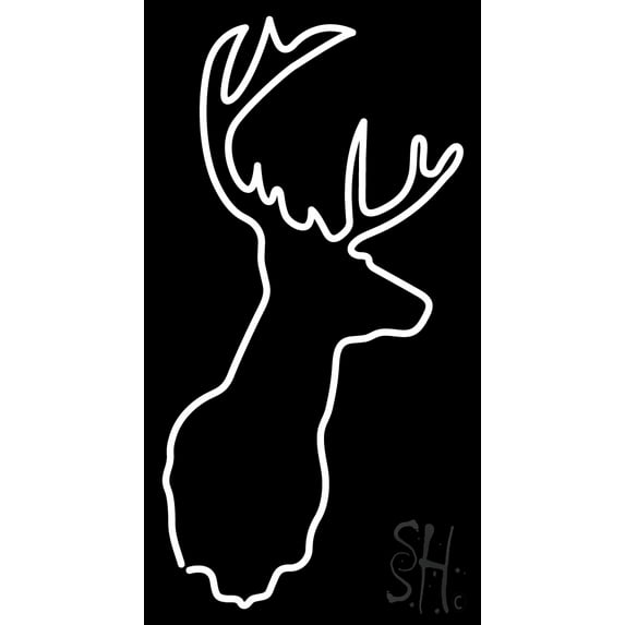 Deer LED Neon Sign 24" Tall x 13" Wide - inches Black Square Cut ...