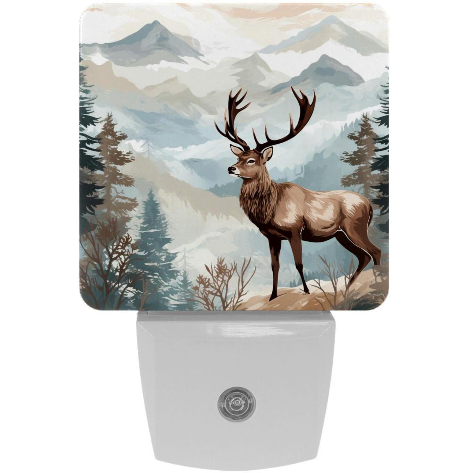 Deer LED Square Night Lights - Energy Efficient Plug-in Wall Lamp with ...