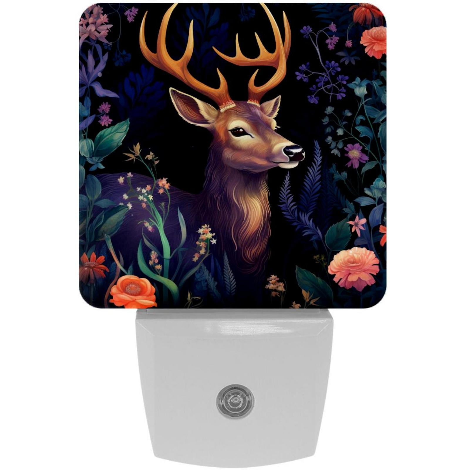 Deer LED Square Night Lights - Energy Efficient Plug-in Wall Lamp with ...