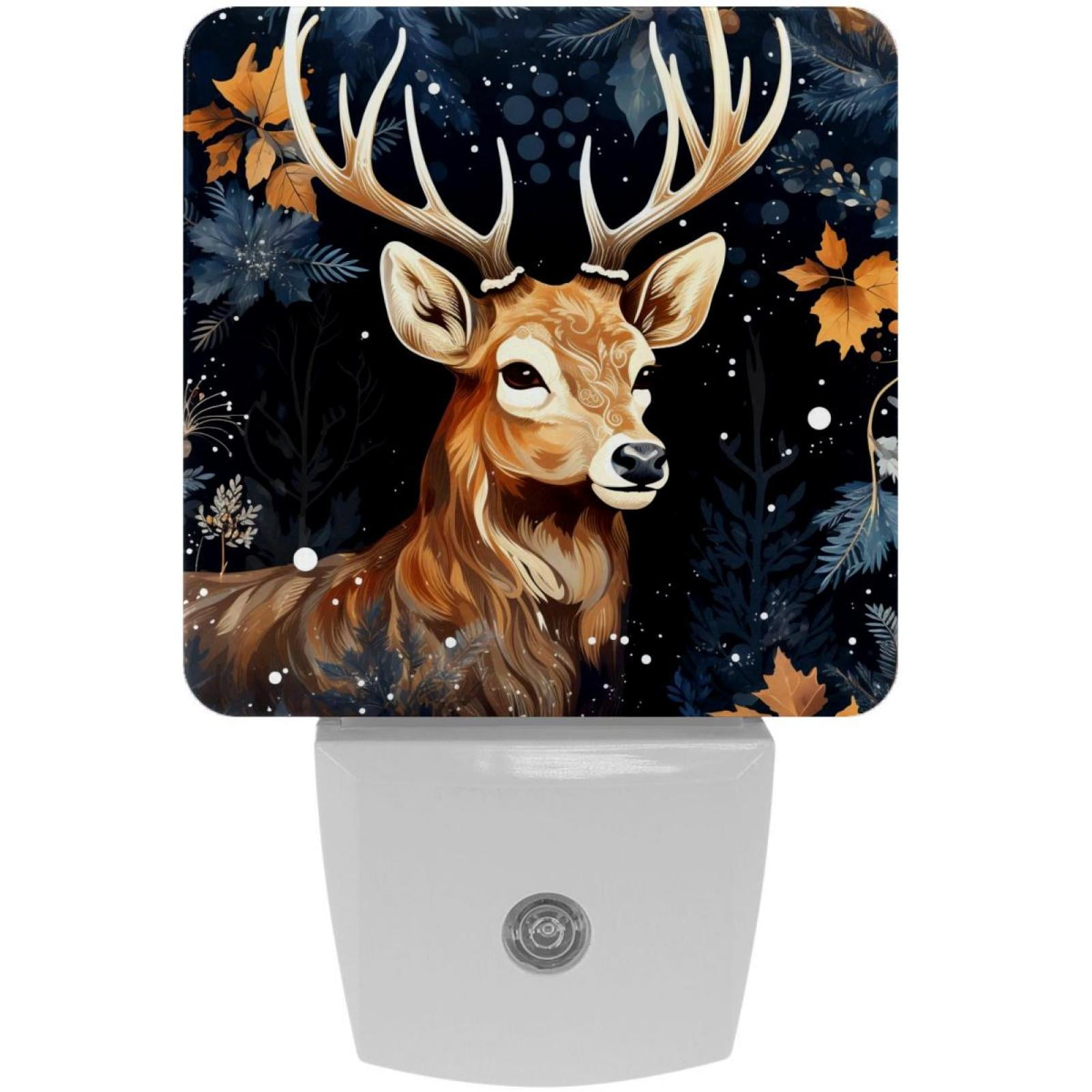 Deer LED Square Night Lights for Bedroom and Living Room, Decorative ...