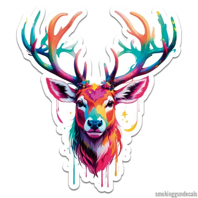 Deer Large Antlers Sticker Indoor Outdoor Phone Decal Water Bottle ...