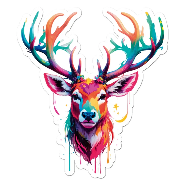 Deer Large Antlers Sticker Phone Decal Water Bottle Stickers Car Decals ...