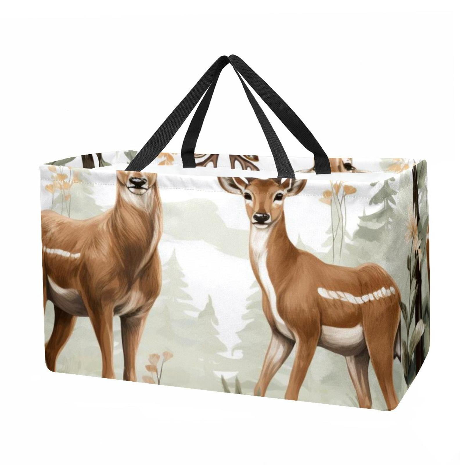 Deer Large Capacity Reusable Foldable Beach Bag with Collapsible Bucket ...