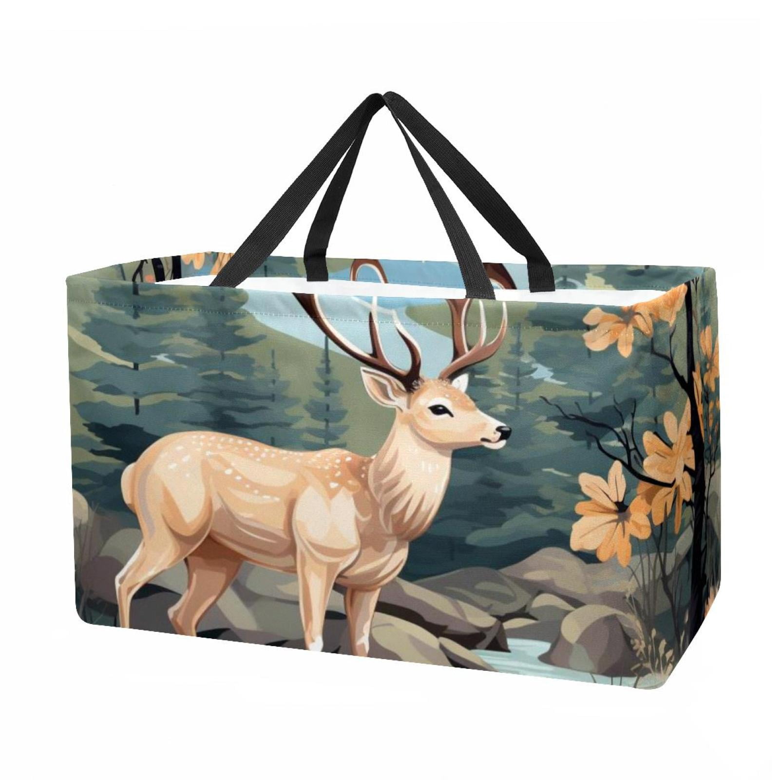 Deer Large Capacity Reusable Foldable Oxford Cloth Storage Bin Cube ...