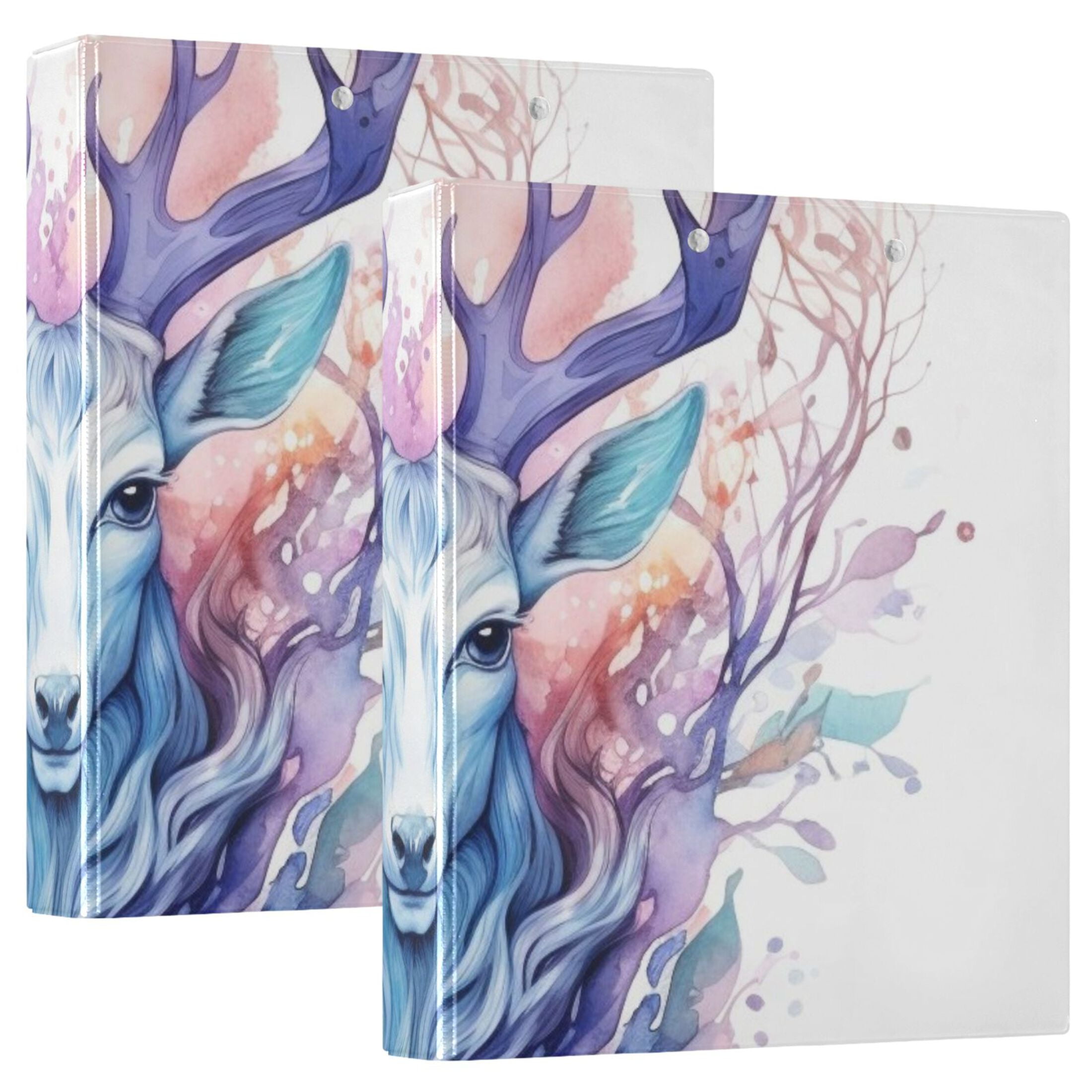 Deer Leaves 3 Ring Binders 1.5 inch Hardcover File Folders with Interior Pockets A4 Size ...