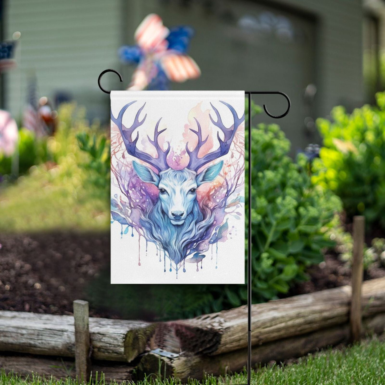 Deer Leaves Garden Flag Double Sided Outdoor Banners for Courtyard ...