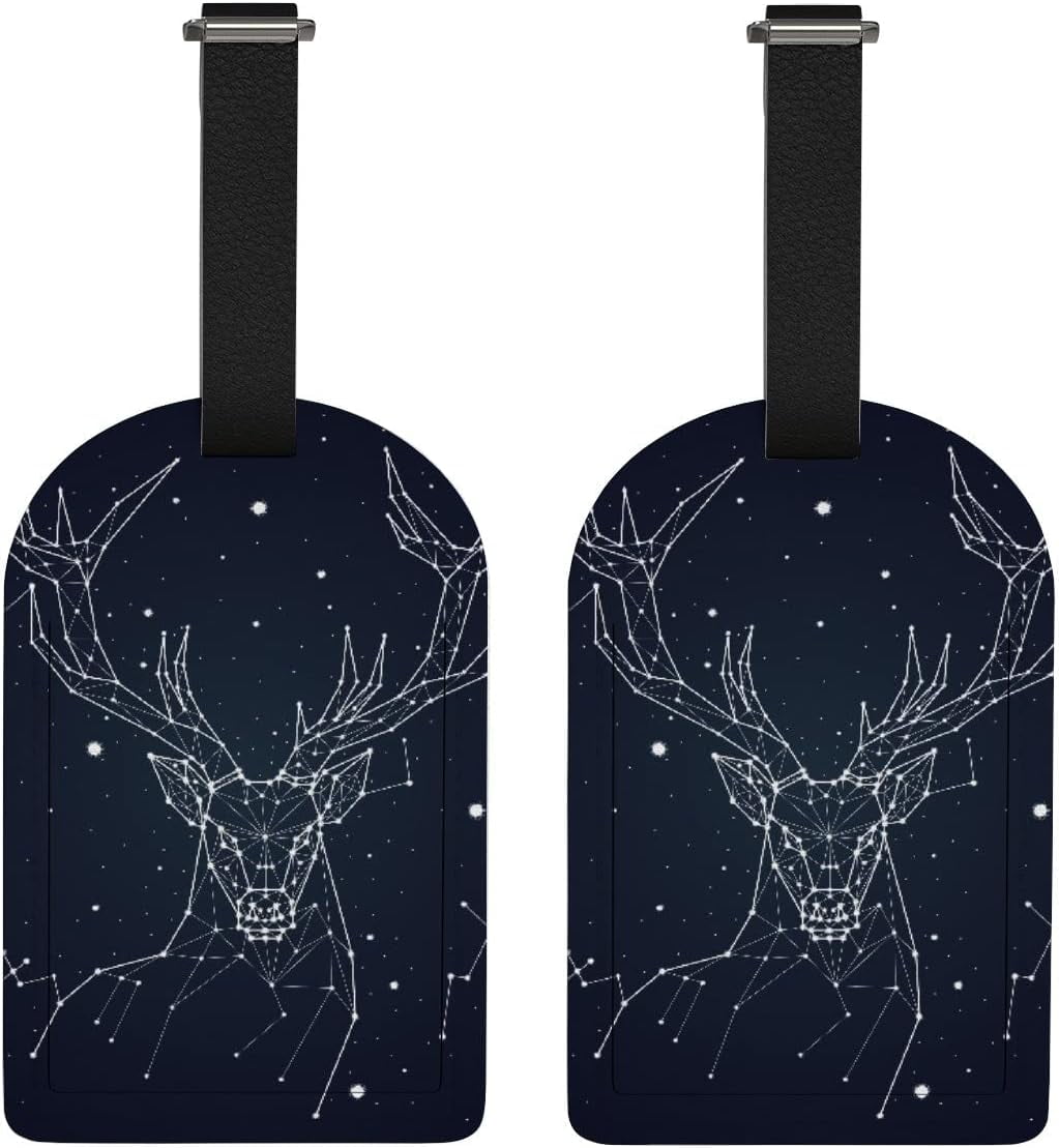 Deer Luggage Tag Starry Sky Full Back Privacy Name ID Card Suitcase ...