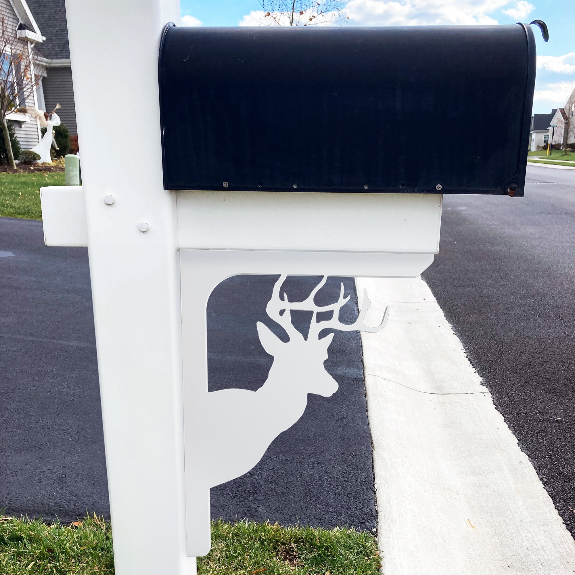 Deer Mailbox Decoration Bracket, Thick PVC White Weather-Resistant ...