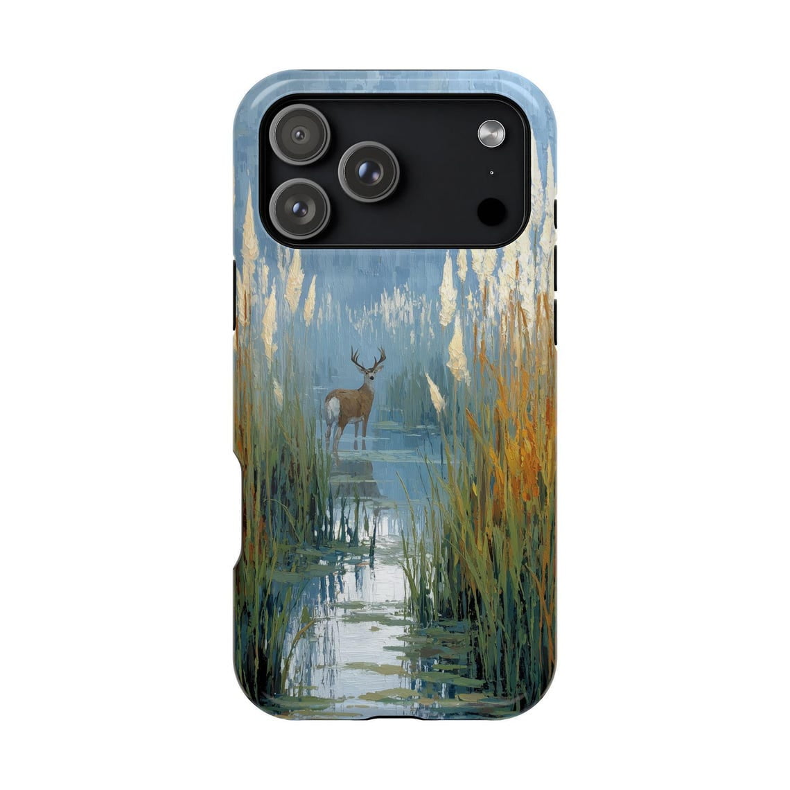 Deer Marshland Reed Wilderness Nature Outdoor Scene Art Phone Case with ...