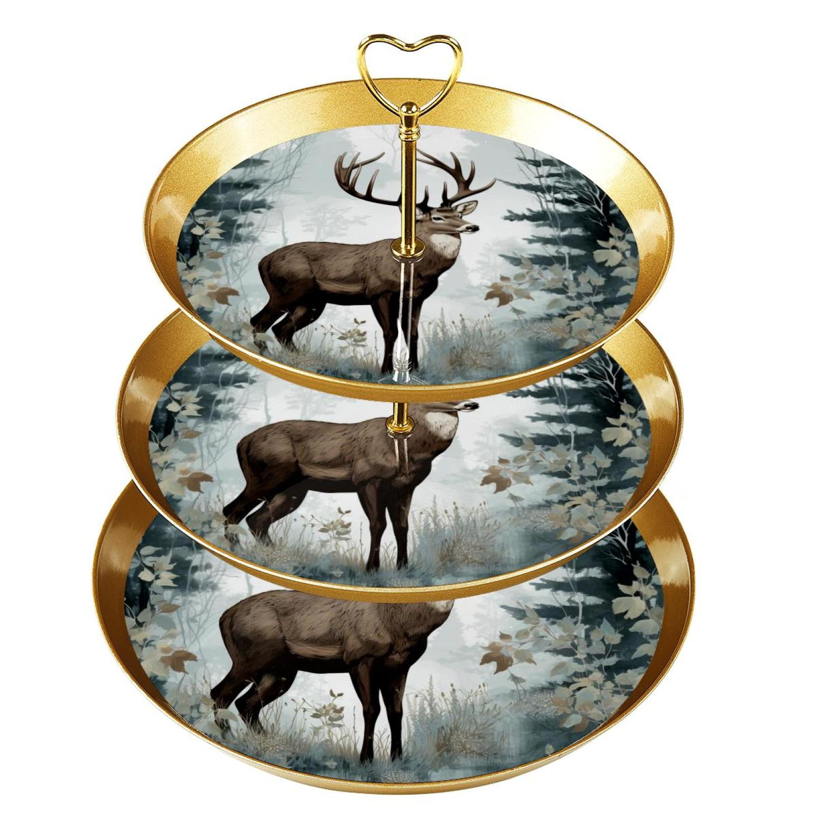 Deer Modern Plastic Dessert Table Tray Stand with Iron Pillars | 3 Tier ...