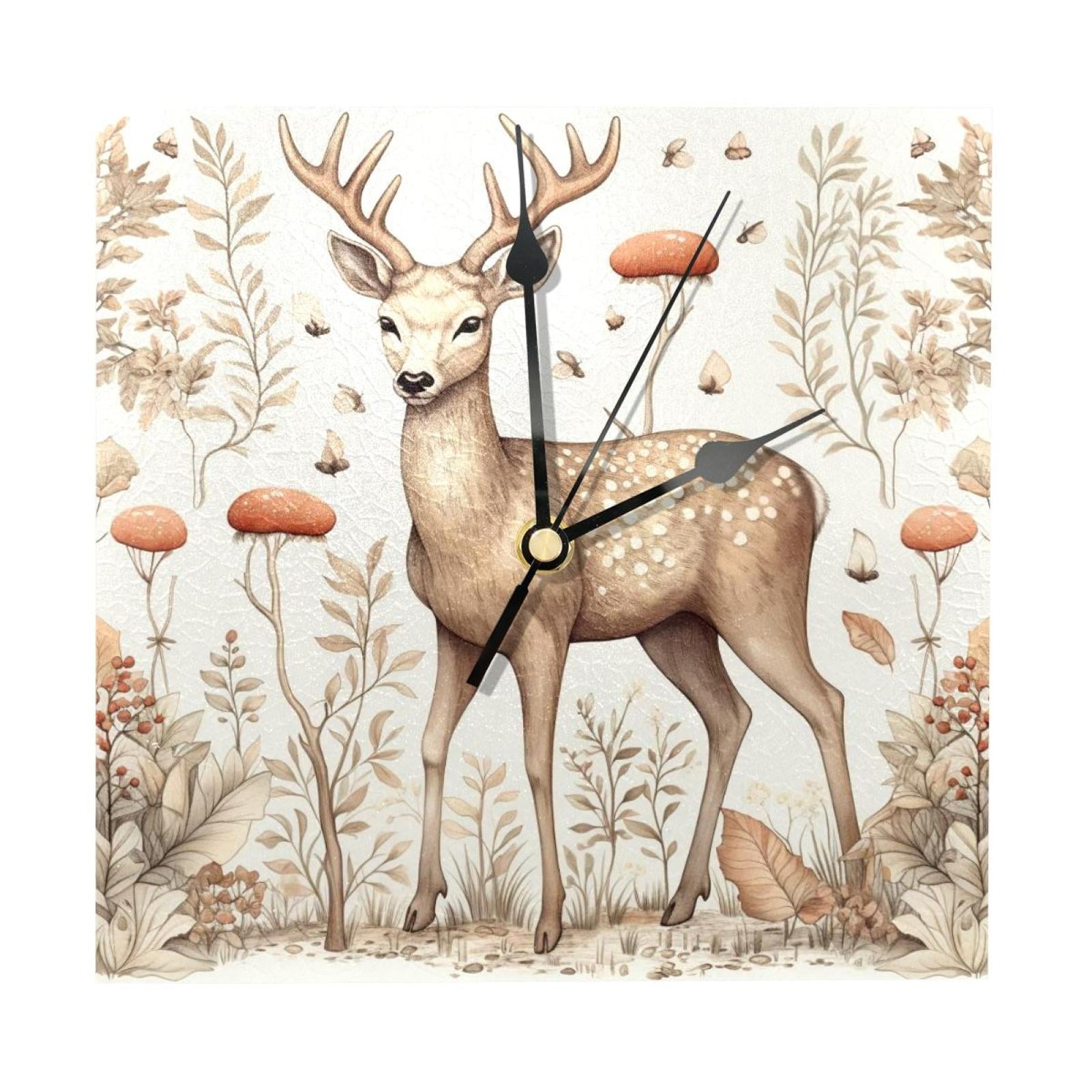 Deer Modern Wooden Square Wall Clock - 7.87 in - Decorative Home ...