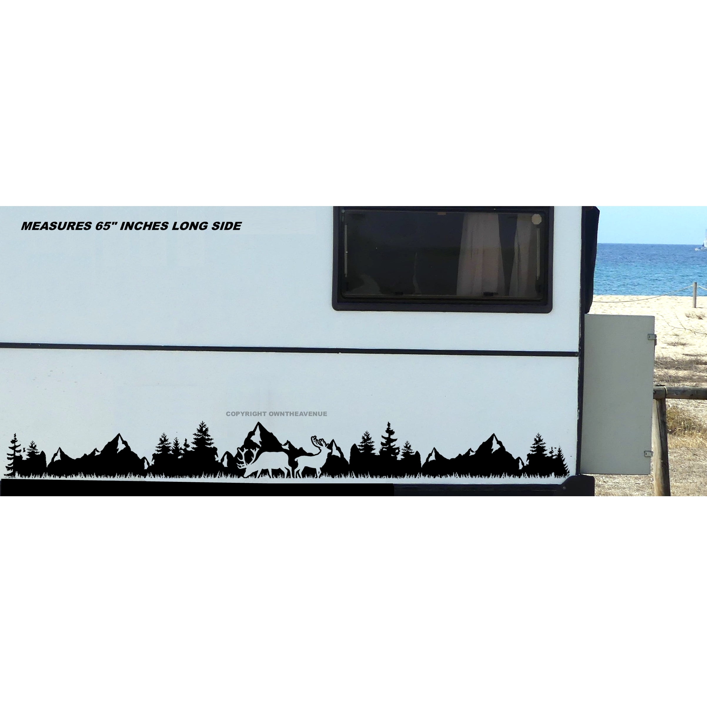 Deer Mountain Range Scene Nature Forest RV Camper Truck Decor Decal ...