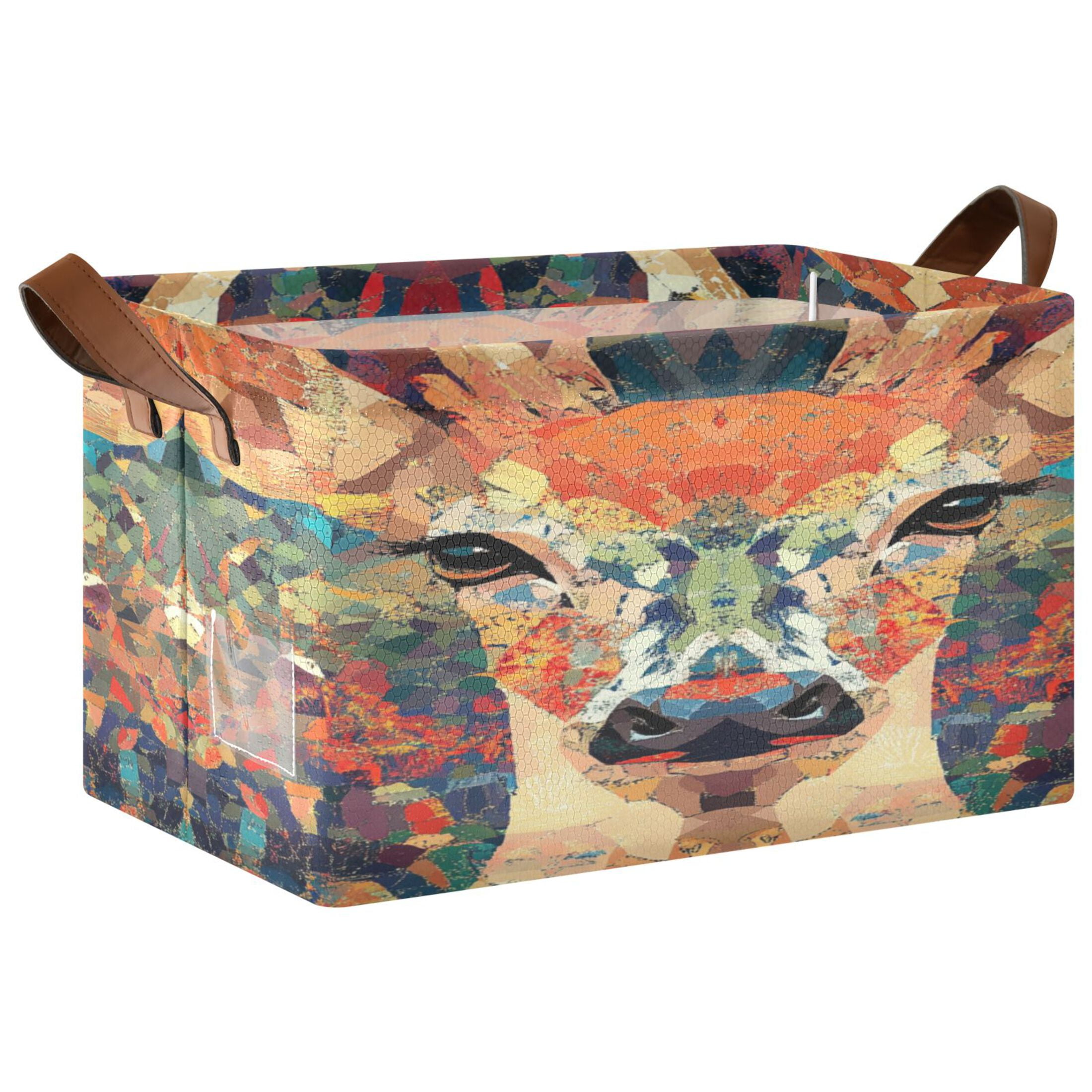 Deer Muzzle Storage Basket Soccer Plaid Fabric Hoard Box Oversized ...