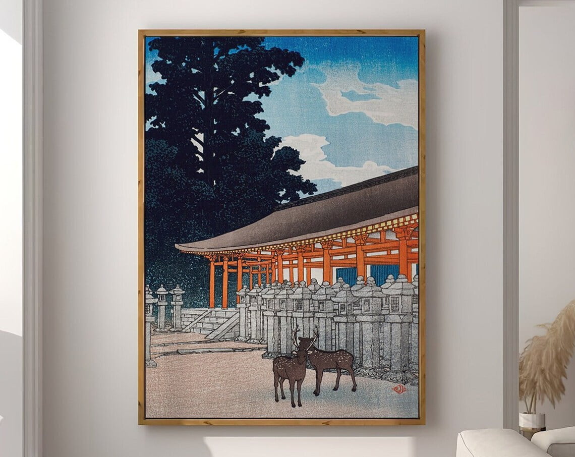 Deer In Nara Shrine Kawase Hasui Japanese Woodblock Art Print Ukiyo-E ...