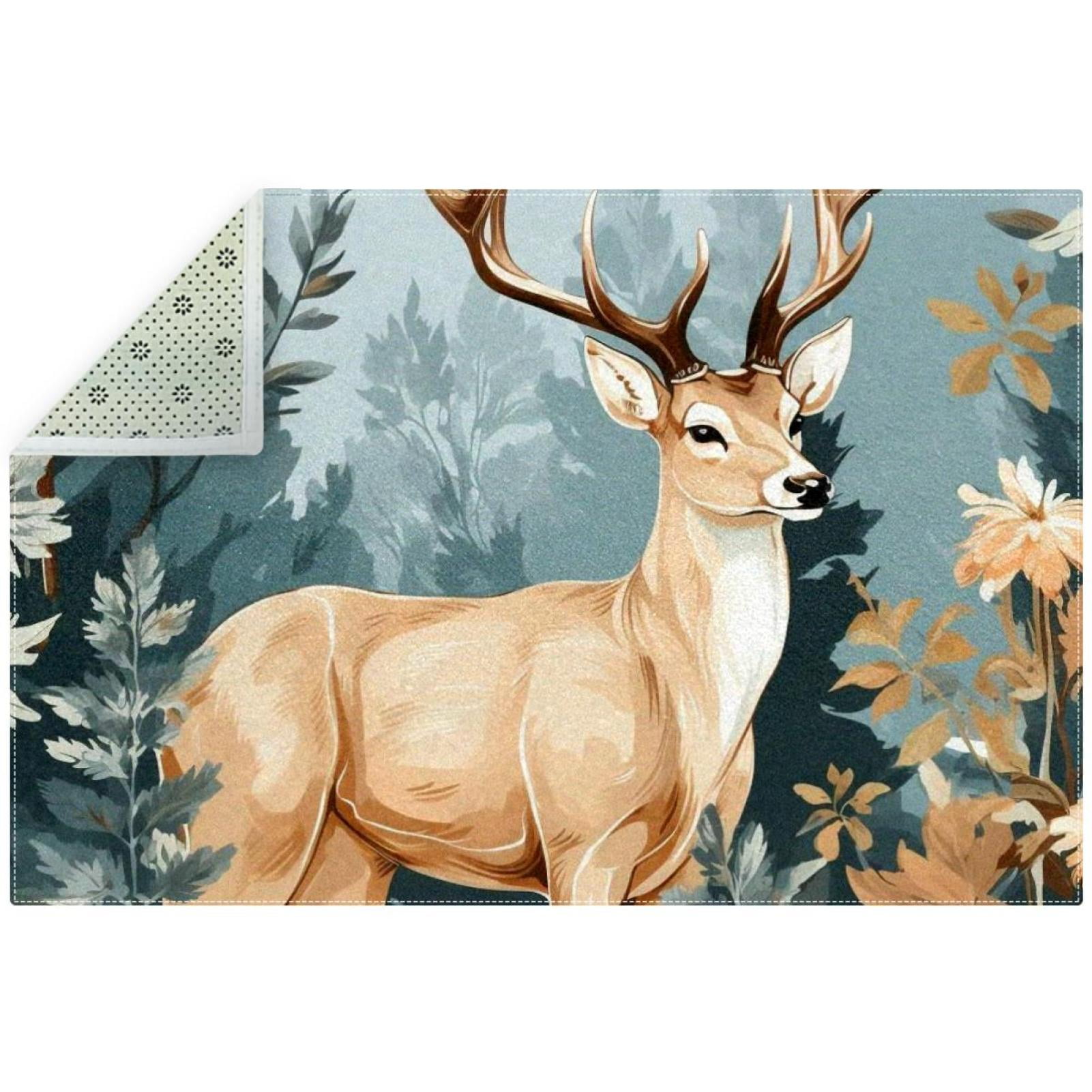 Deer Office Mat with Right-Angle Design - Polyester Floor Mat for ...