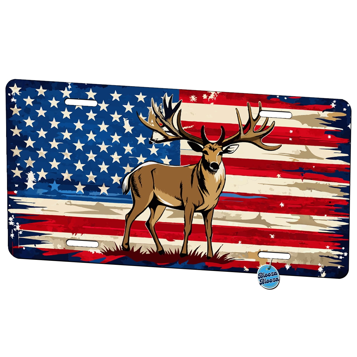 Deer Over Distressed American Flag USA United States Patriotic Hunter ...
