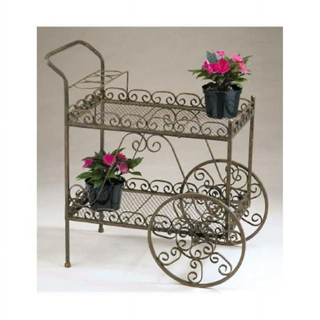 Deer Park Metal Patio Tea Cart with Rolling Wheels, Outdoor Serving ...