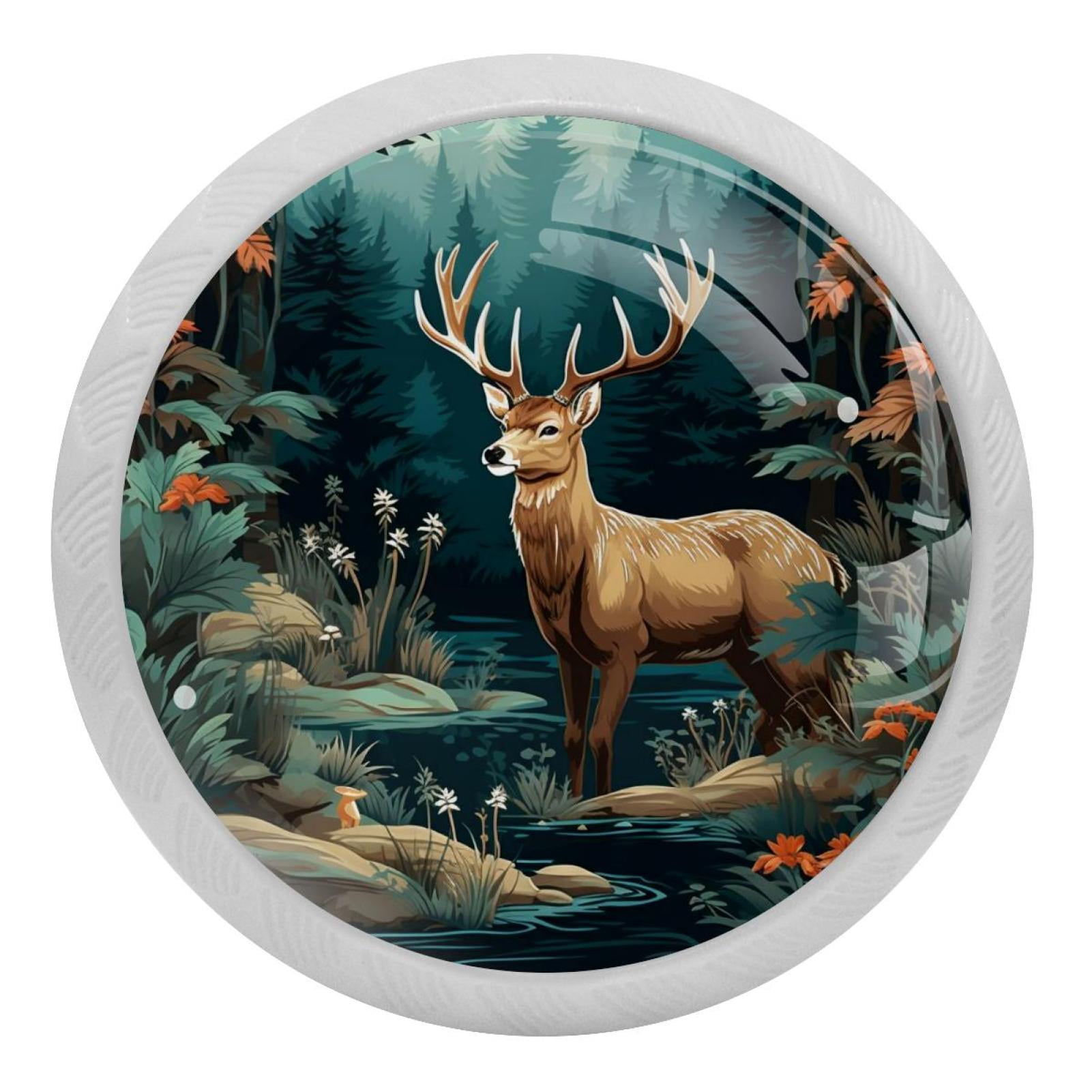 Deer Pattern 4PCS Cabinet Knobs Pulls Fluorescent Drawer Handle Cabinet ...