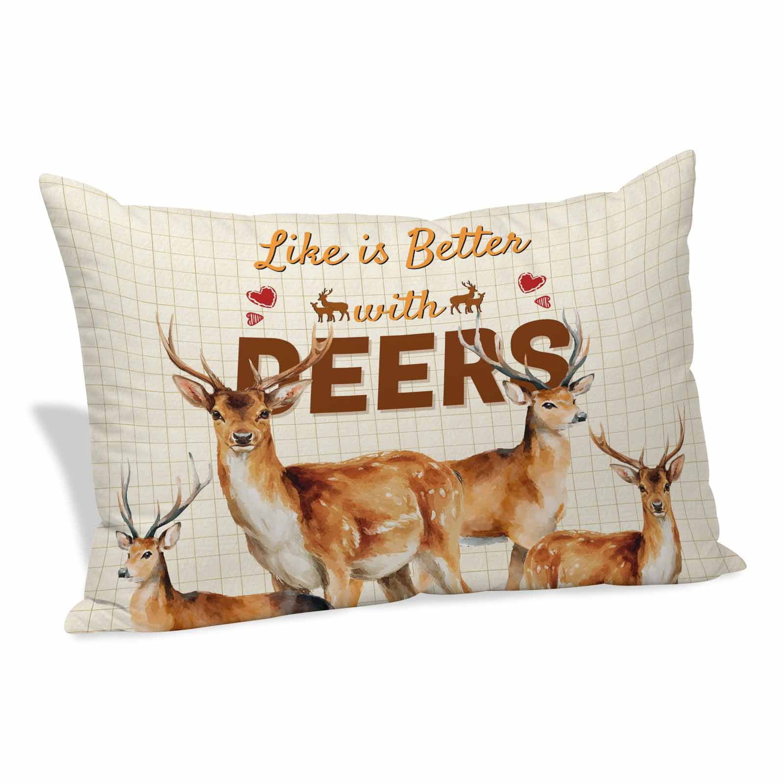 Deer Pillow Covers, Linen Long Throw Pillow Case, Wildlife Animals ...