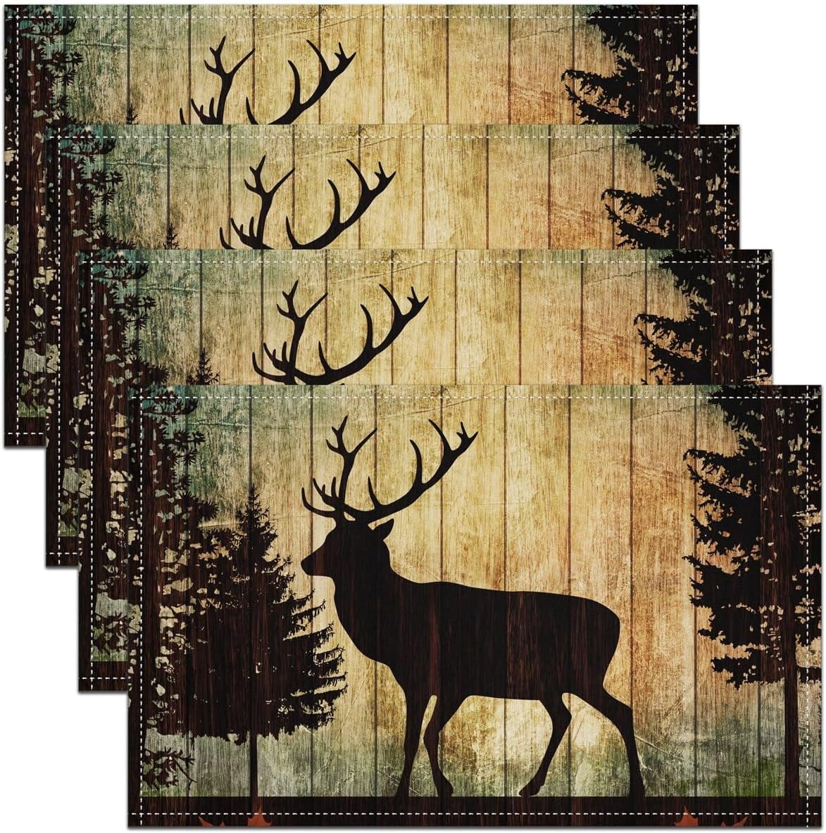 Deer Placemats Woodland Animal Place Mats for Dining Table Kitchen ...