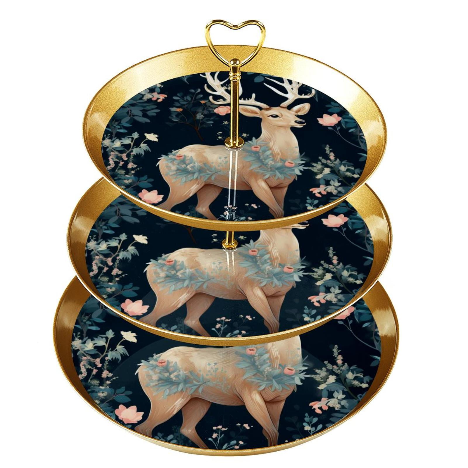 Deer Plastic Discs Dessert Table Holder with Iron Pillars - Elegant ...