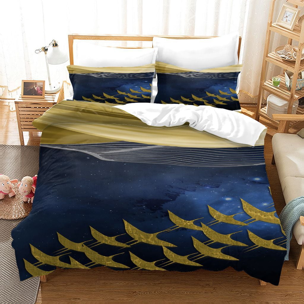 Deer Print Bedding Set King/ Size Golden Elk Print Duvet Cover Gilt Art ...