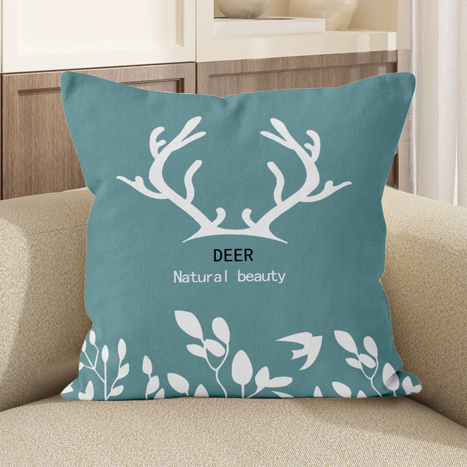 Deer Print Pillow Soft Comfortable Cushion for Sofa Bed Living Room ...