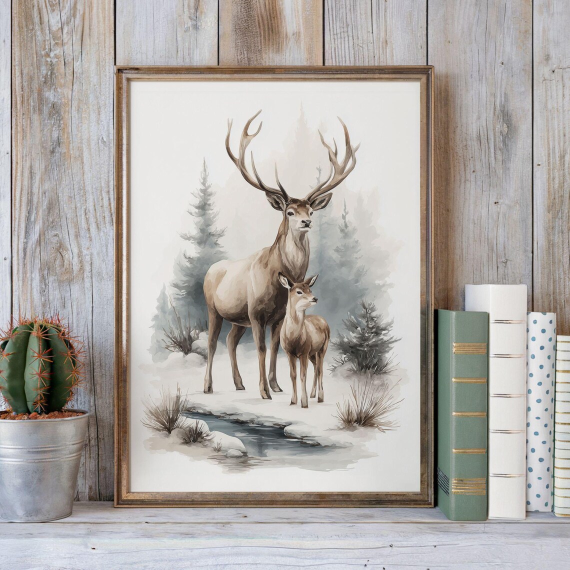 Deer Print Poster Rustic Woodland Animal Art, Nursery Decor, Size 12x18 ...