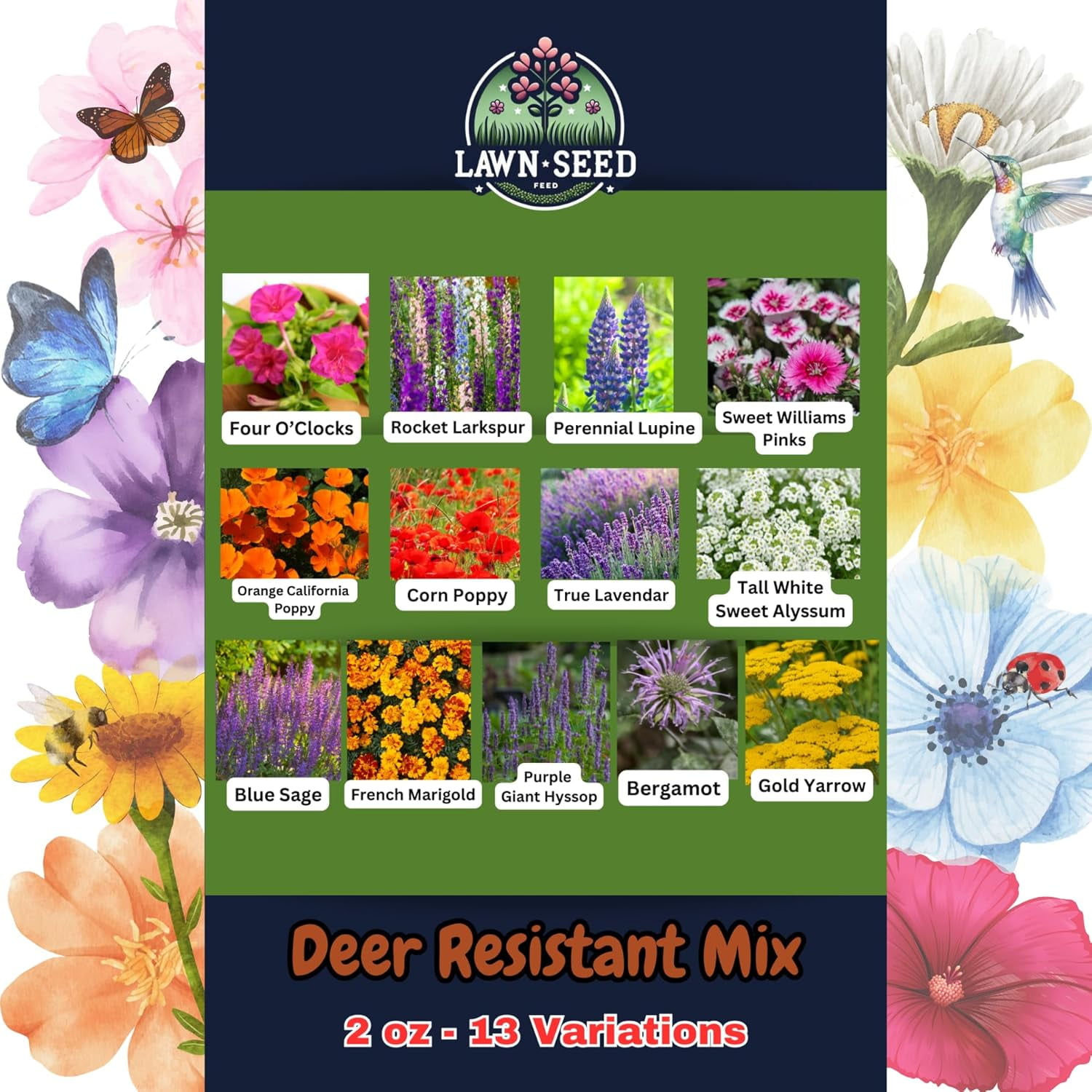 Deer-Resistant Mix (2oz) Sprinkle a Little Magic—Our Shade, Perennial, Hummingbird, Deer ...