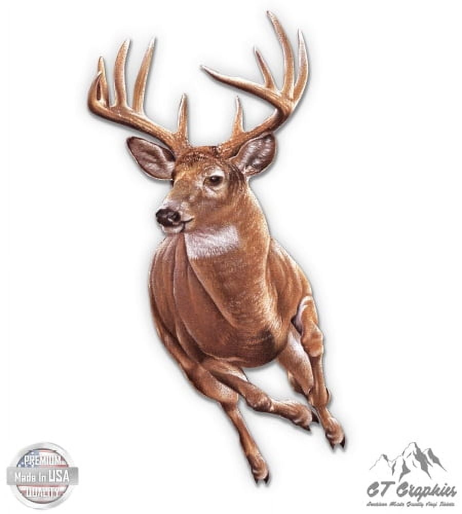 Deer Running - 5" Vinyl Sticker - For Car Laptop I-Pad - Waterproof ...