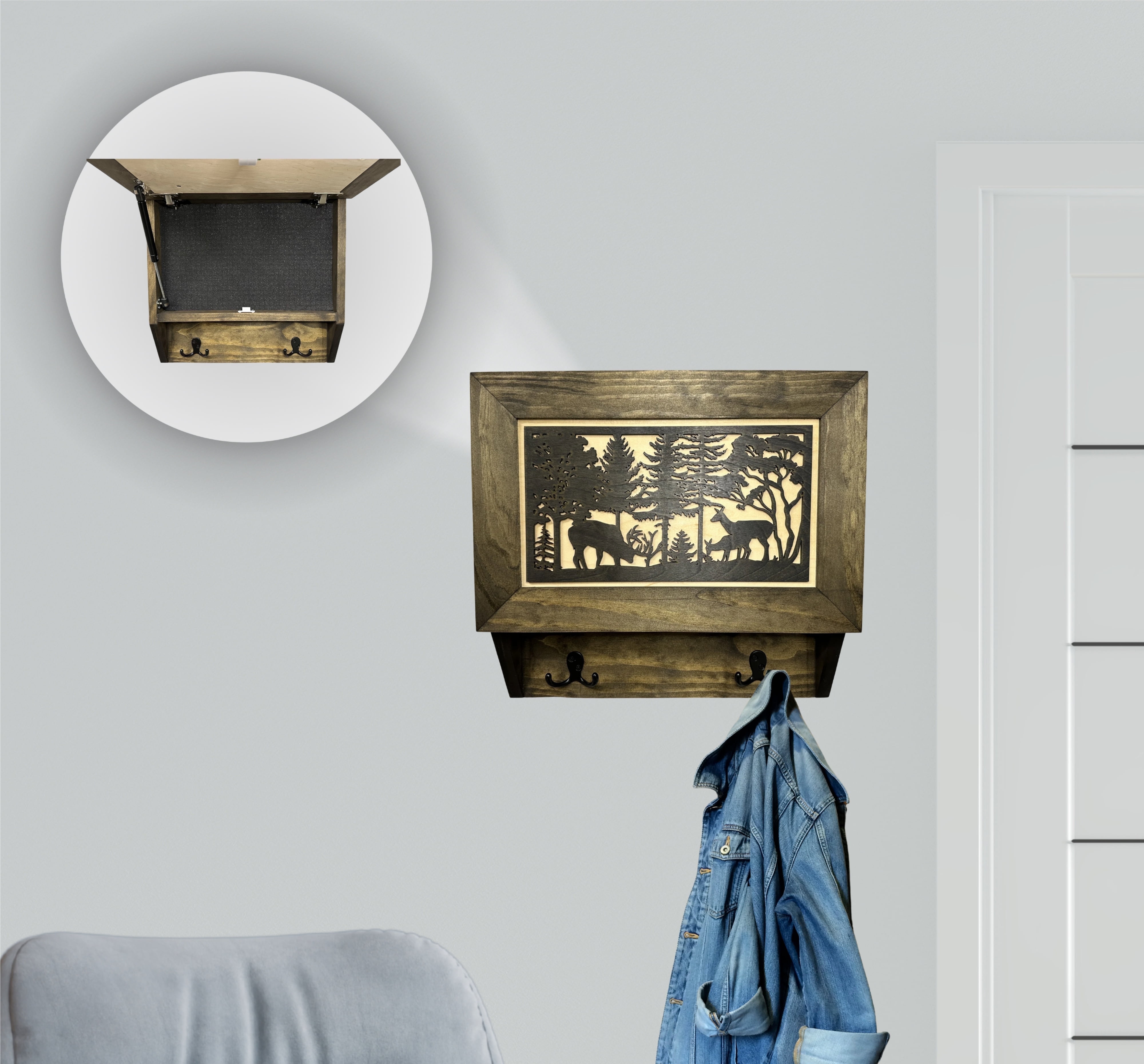 Bellewood Designs Wall Mounted Gun Cabinet Coat Rack - Wall Decor ...