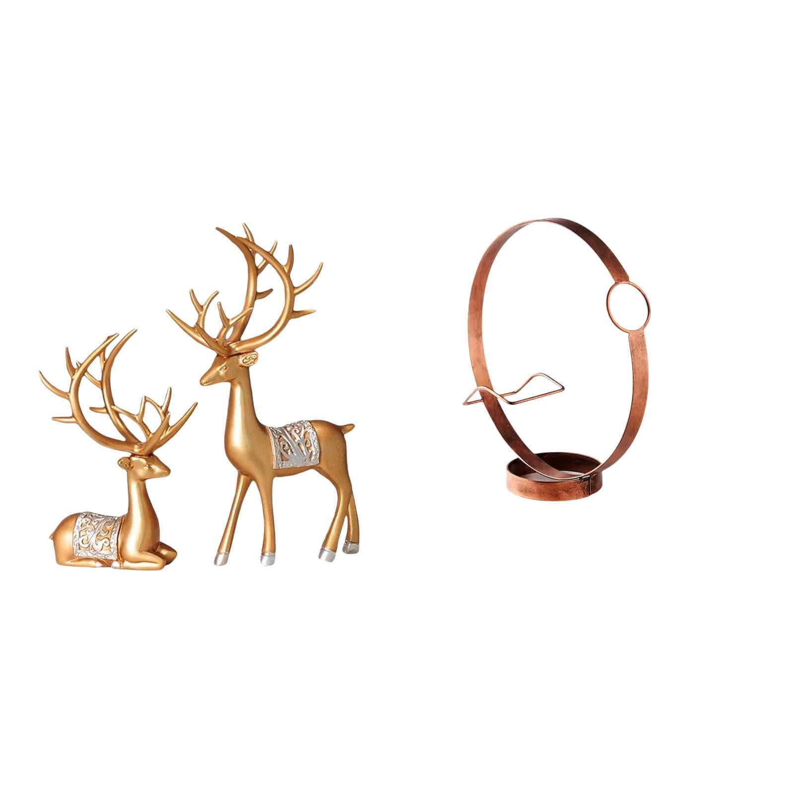 Deer Sculpture Statue Wine Bottle Holder Tabletop Iron Material for ...