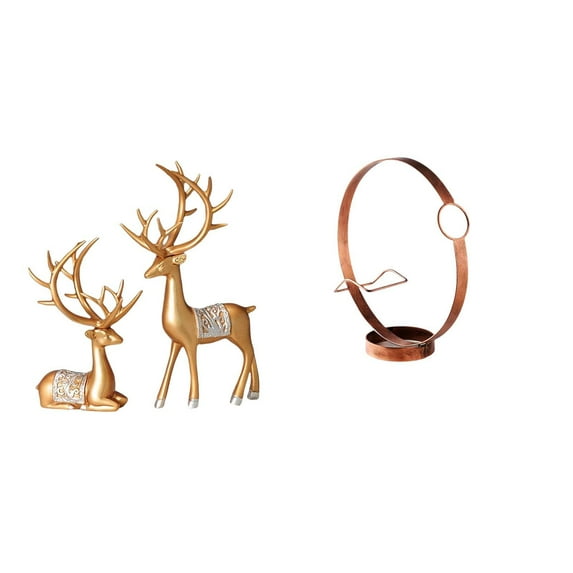 Deer Sculpture Statue Wine Bottle Holder Tabletop Iron Material for ...
