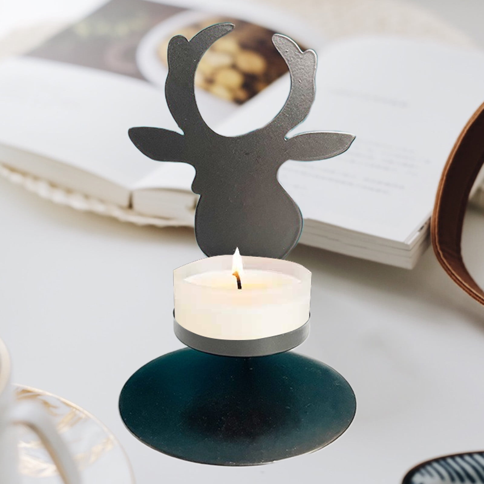 Deer Shaped Iron Candle Holder | Christmas Tree Snowflake Star Design ...