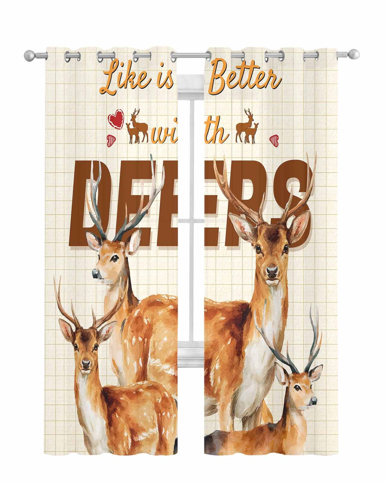 Deer Sheer Curtains 84 Inch Length 2 Panels Set for Living Room/Bedroom ...