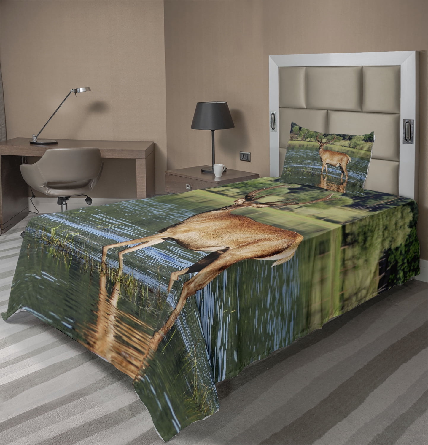 Deer Sheet Set, Mountain Animal in the Water a Forest Background Male ...