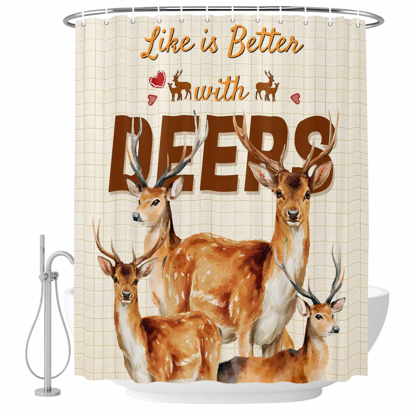 Deer Shower Curtain, Waterproof Shower Curtains for Bathroom, Wildlife ...