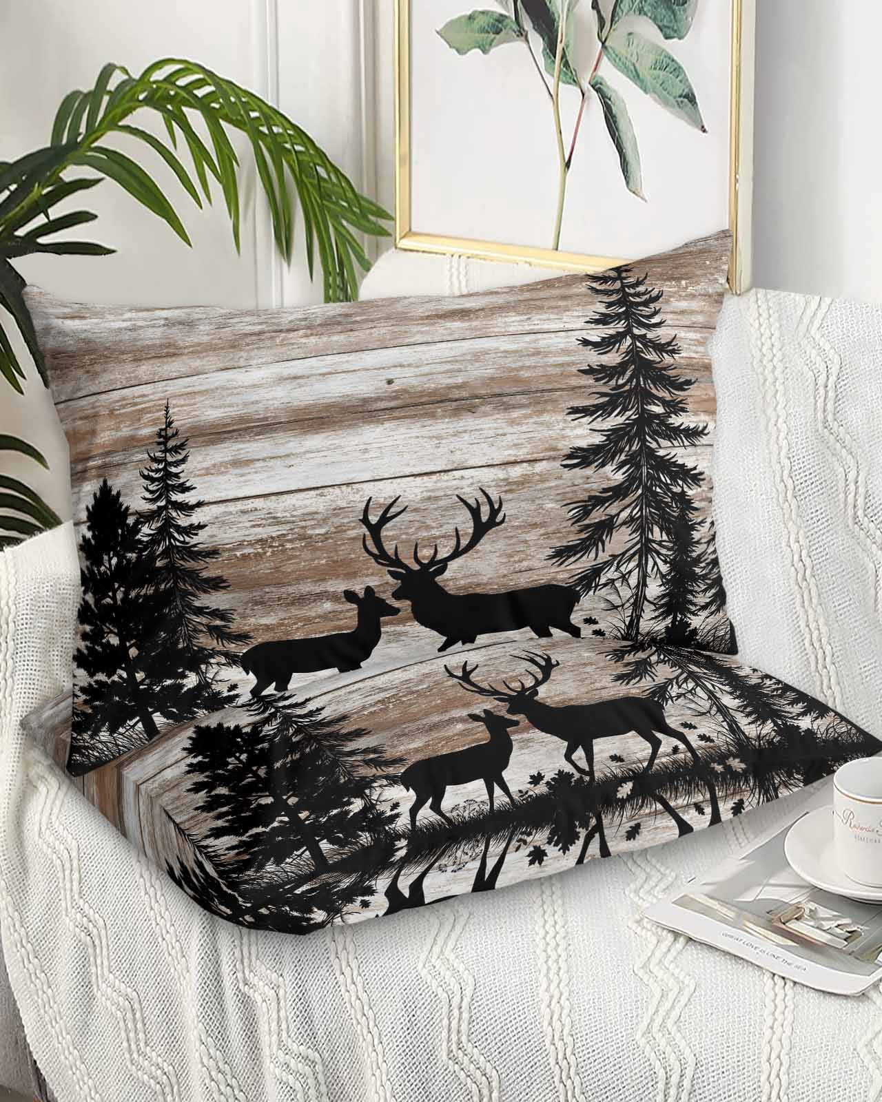 Deer Silhouettes Pillow Cases Standard Size Set of 2 - Microfiber Bed ...